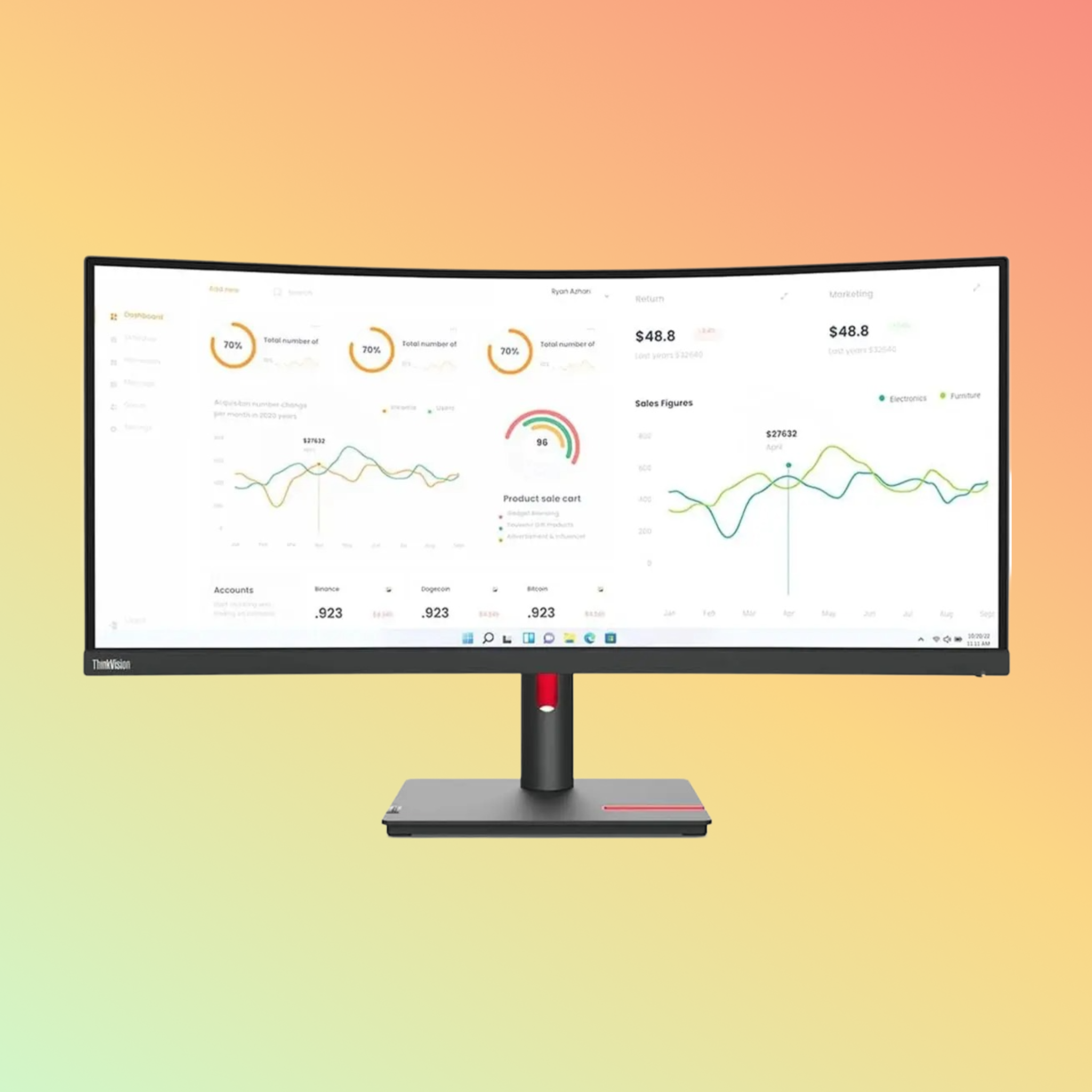 Lenovo S22i-30 ThinkVision Monitor | 22" FHD IPS, HDMI, VGA, 250 Nits ...